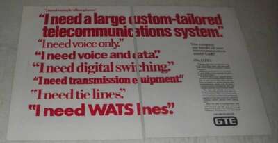 1987 GTE Telecommunications Ad - Large Custom-Tailored | eBay