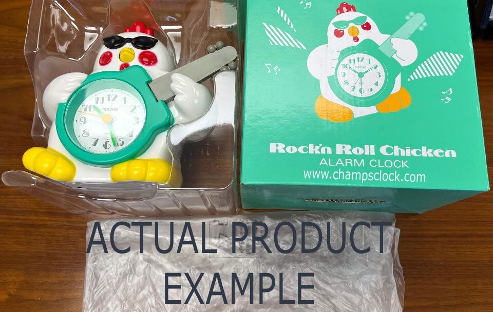 BRAND NEW! RHYTHM ROCK n’ ROLL CHICKEN ALARM Clock CRE321UR03 Speak up ...