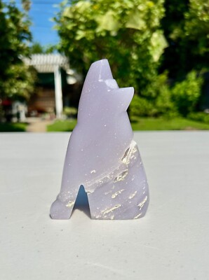 5" Yttrium Lavender Fluorite Wolf Carving | eBay
