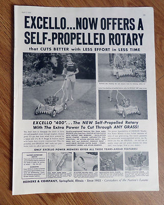 1956 Excello Power Lawn Mowers Ad 400 Self-Propelled Rotary | eBay
