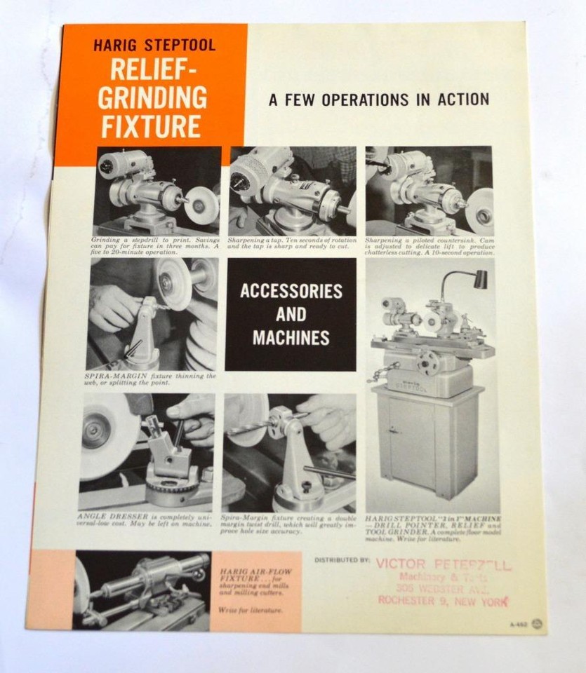 HARIG A-462 RELIEF GRINDING FIXTURE BROCHURE | eBay