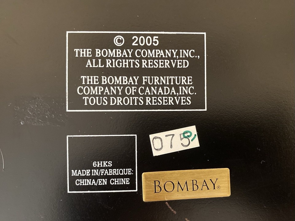Bombay Company Black Wood Tea Chest Jewelry Box 12-slot Brass Handles ...