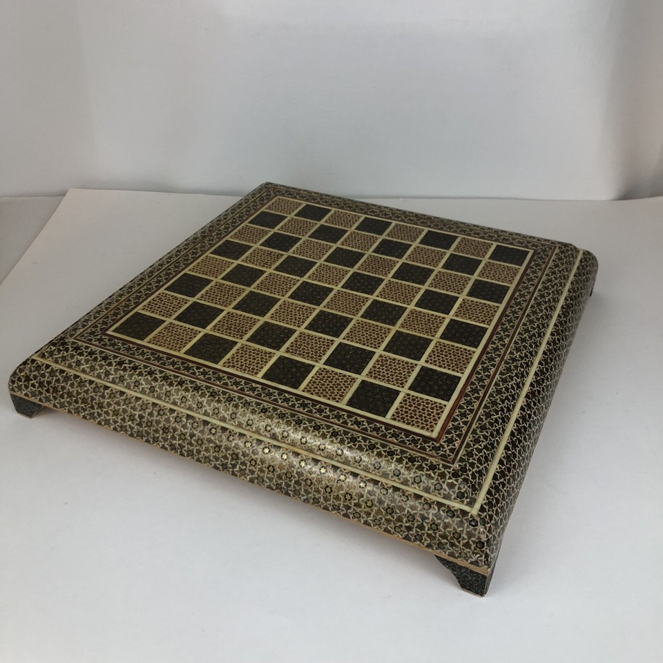 Vintage Wood Inlaid Parquetry Marquetry Khatam Persian Style Chess ...