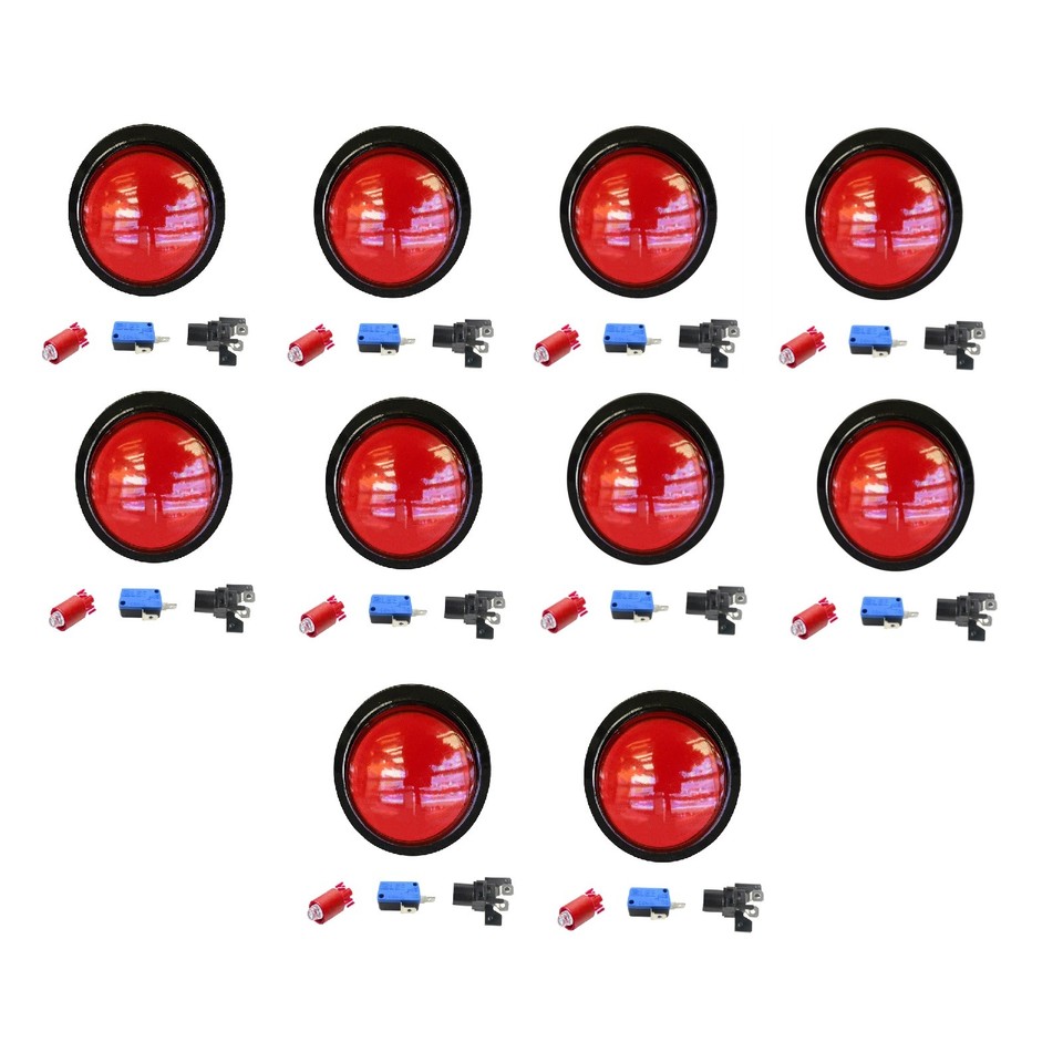 1/3/5/10x Red Arcade Round Push Buttons Illumilated LED Light w ...