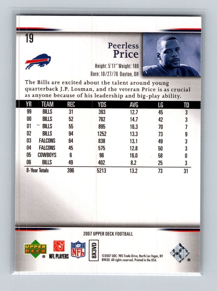 2007 Upper Deck #19 Peerless Price Buffalo Bills Football Card | eBay