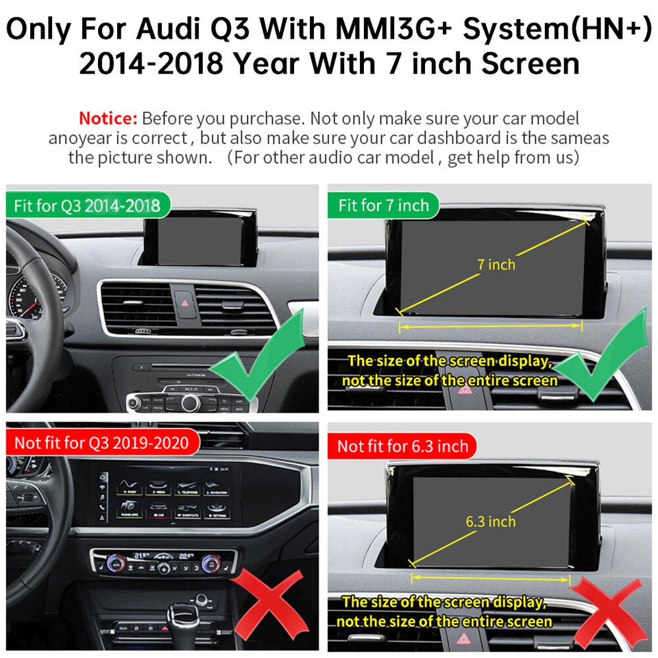 For AUDI Q3 MMI 3G Wireless Carplay Android Auto Retrofit Mirrorlink ...