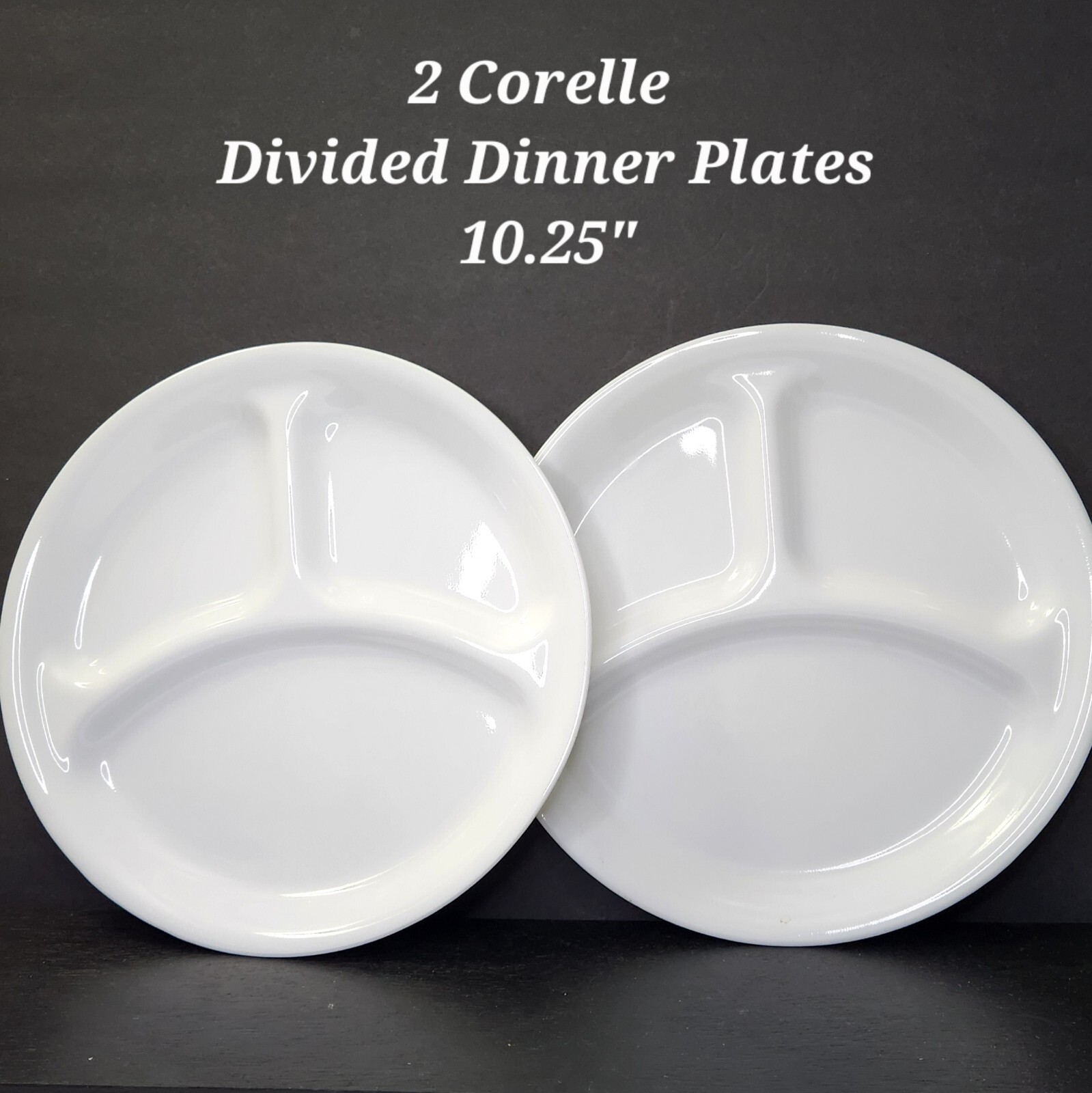 Set of 2 CORELLE Winter White Divided Dinner Plates 10.25" Exc. | eBay