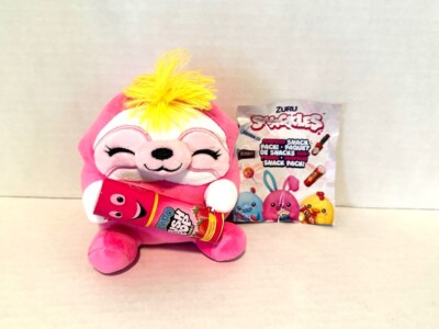 ZURU SNACKLES SUSIE the SLOTH with PUSH POP 5" PLUSH DOLL SQUISHY SOFT ...
