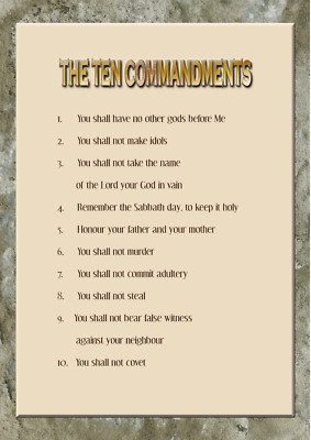 CHRISTIAN POSTER THE TEN COMMANDMENTS A4 size laminated suitable for ...