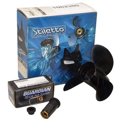 Stiletto Ariva Boat Propeller B-21013 | RH 10 3/8 x 13P Black Aluminum ...