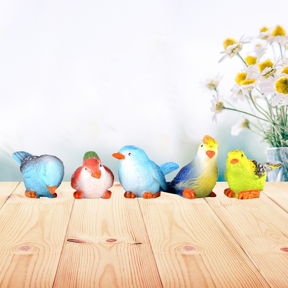 5 Pcs Mini Resin Bird Figurines Decorative Figurine Craft Set For Fairy ...