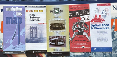 NYC TRANSIT BROCHURE 100 YEARS+OoSAIL 2000+2000 Manhattan BusMap+New ...
