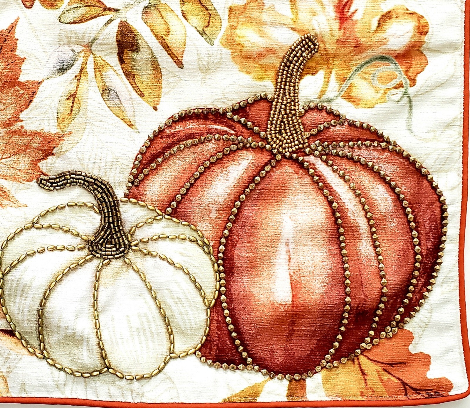 Thanksgiving Beaded Fall Harvest Table Runner Pumpkins Gourds 16X72 NWT ...