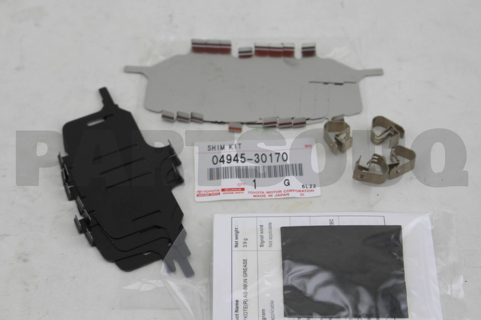 0494530170 Genuine Toyota SHIM KIT, ANTI SQUEAL, FRONT 04945-30170 | eBay