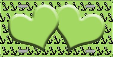 Lime Green Black Anchor Lime Green Heart Center Metal Novelty License ...