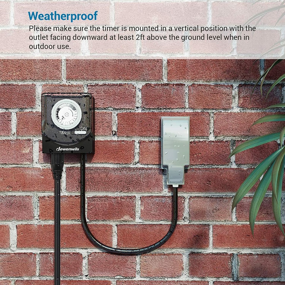 DEWENWILS Outdoor Electrical Outlet Timer Switch Plug in Waterproof ...
