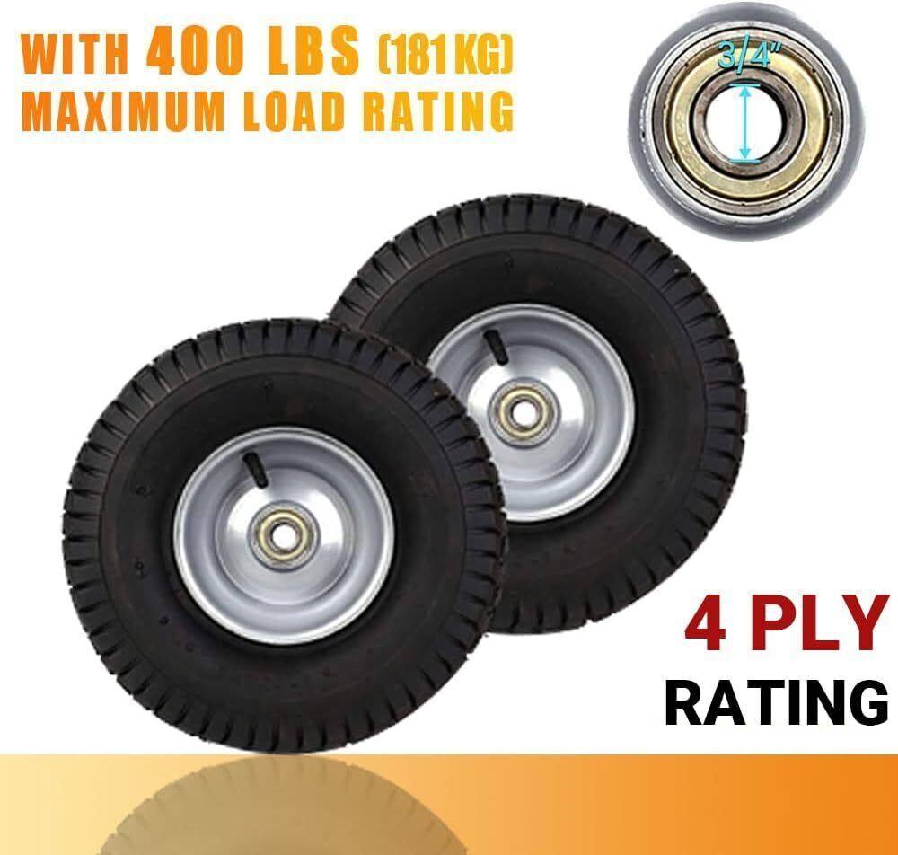 6" Rim Front Tire & Wheel Set Lawn Mower Heavy Duty Rubber 30 PSI Lawn ...