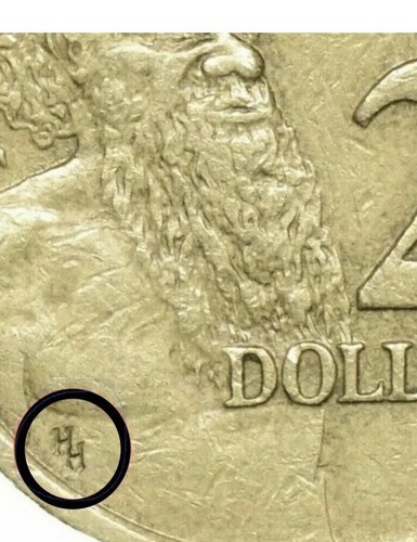 1988 Australia RARE $2 Dollar Coin - HH Initials Horst Hahne Circulated ...