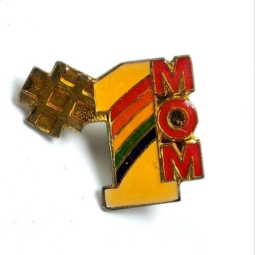 80's #1 Mom Lapel Pin Rainbow Gold Tone Brooch Pinback Button Statement ...