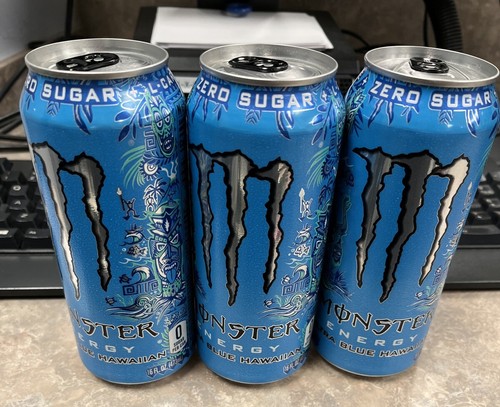 Monster Energy Ultra Blue Hawaiian Silver Top 3 Full Cans | eBay