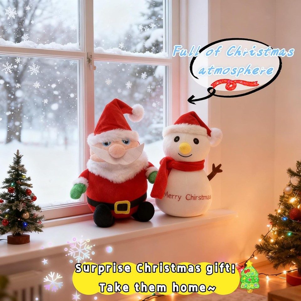11" Glowing Santa Plush Toy, Soft Light-Up Santa Stuffed Animal, Gentle ...