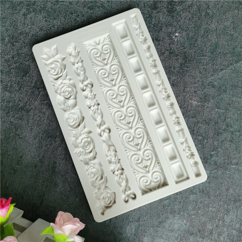 Baroque Relief Rope Silicone Mould Cake Fondant Border Chocolate Rose ...