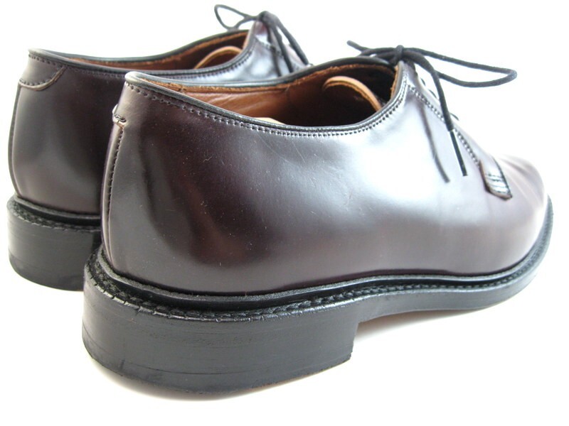 Allen Edmonds "LEEDS" SHELL CORDOVAN Derby Plain-Toe 8.5 EEE Burgundy ...