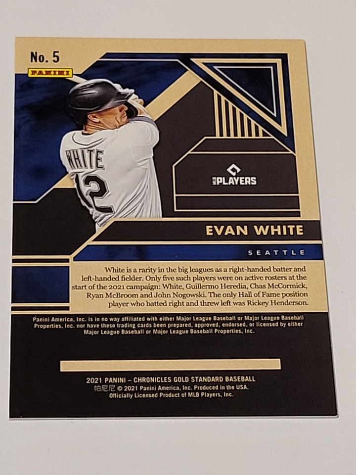 2021 PANINI CHRONICLES GOLD STANDARD BASEBALL ROOKIE CARD EVAN WHITE #5 ...