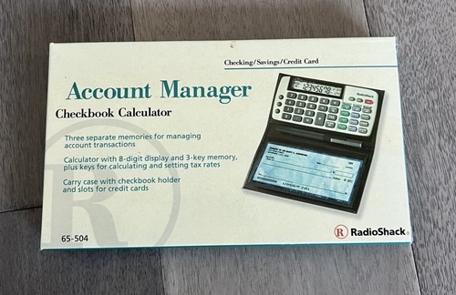 New VTG In Box Radio Shack Checkbook Calculator 65-504 Account Manager ...