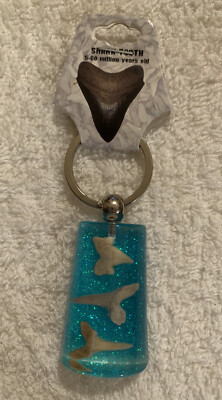 Shark's Teeth Keychain in Sparkle / Glitter Teal/Blue Resin | eBay