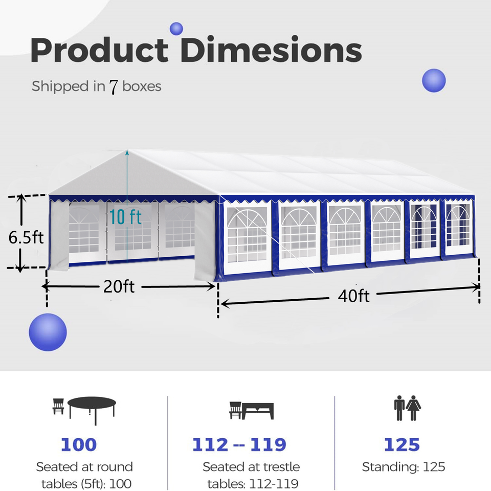Outdoor Party Tent Carport Heavy Duty Canopy Gazebo 20'x40' 16'x32' 13 ...