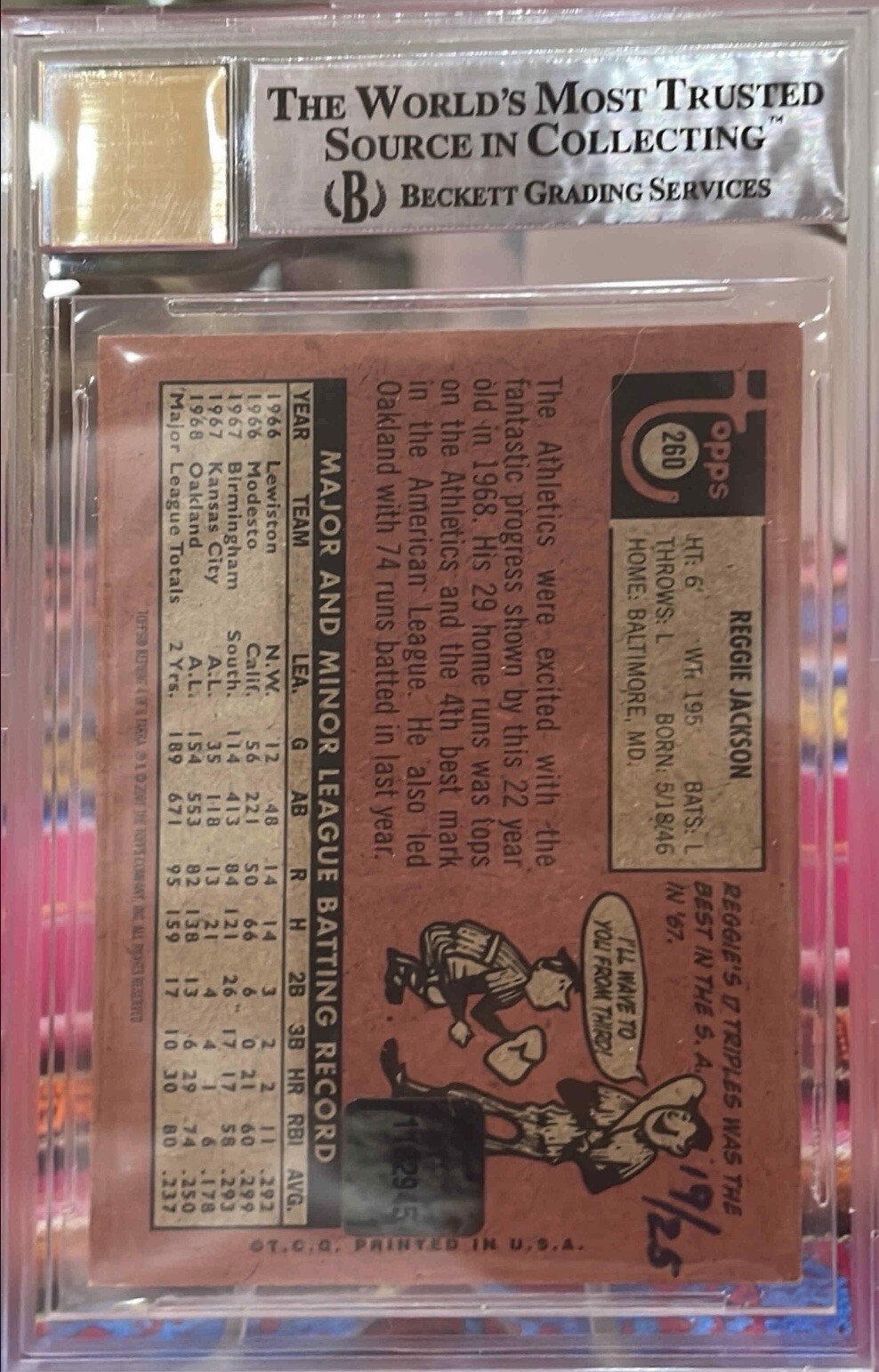 2001 Topps Archives Reggie Jackson Rookie Reprint autograph BGS 8.5/10 ...