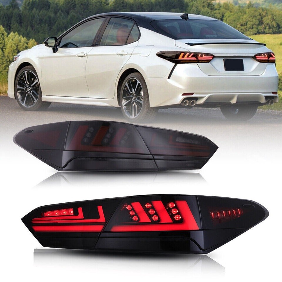 1 Pair Full Smoked LED Tail Lights for 2018-2024 Toyota Camry Tail ...