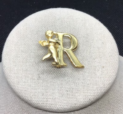 Gold Tone "R" letter/Initial Cherub Fashion Pin B534 | eBay