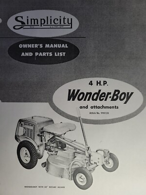 Simplicity Wonder Boy 4 h.p Riding Lawn Mower & Implements Owner ...
