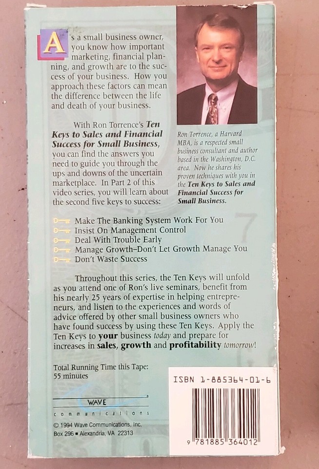 VHS - 10 keys to sales amd financial success in small business - Ron ...