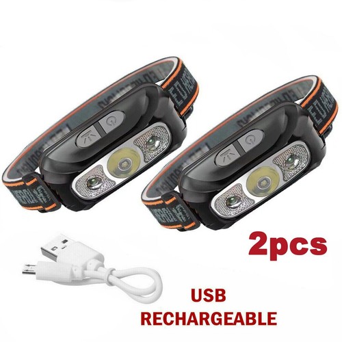2pcs USB Rechargeable Headlamp Flashlight Head Band LED Light ...