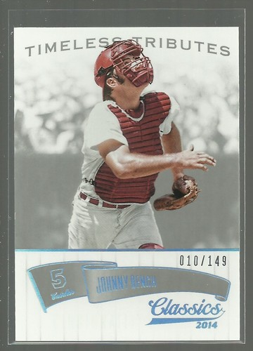 JOHNNY BENCH 2014 Panini CLASSICS TIMELESS TRIBUTES Insert Card #76 ser ...