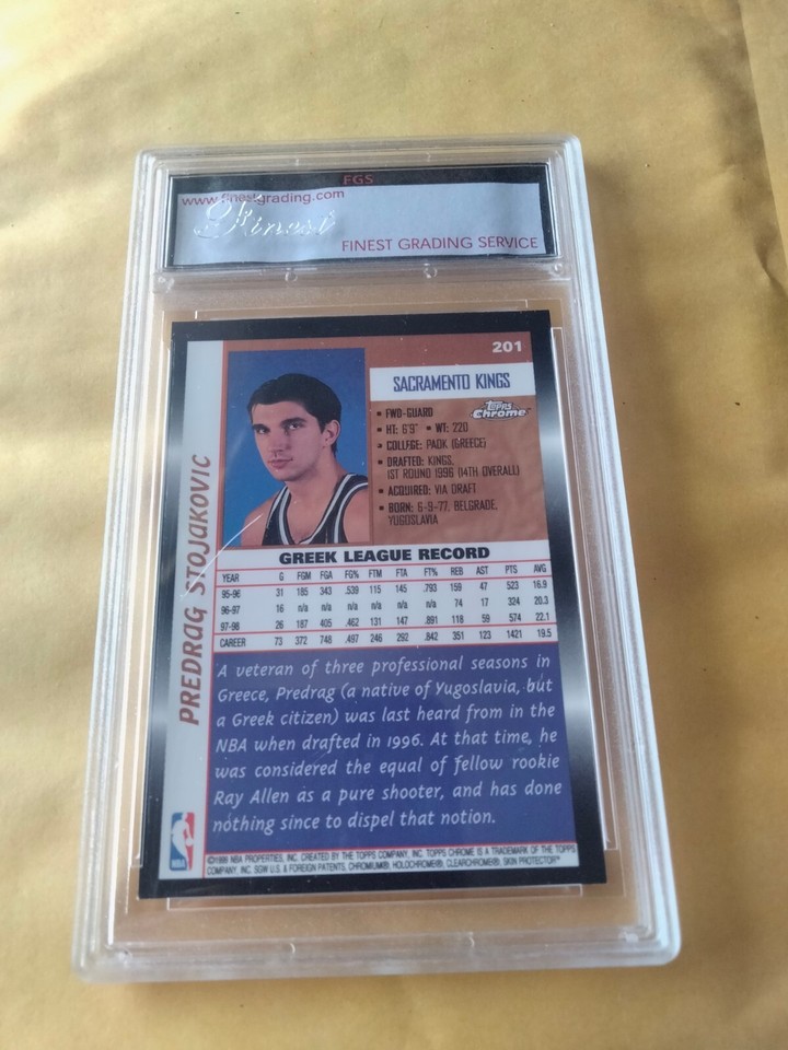PEDRAG STOJAKOVIC 1999-00 TOPPS CHROME ROOKIE #201 KINGS FGS 9 MINT | eBay