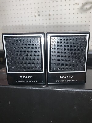 VTG Sony Walkman Speakers SRS-3 Mini Stereo System 3.5mm Jack Black ...