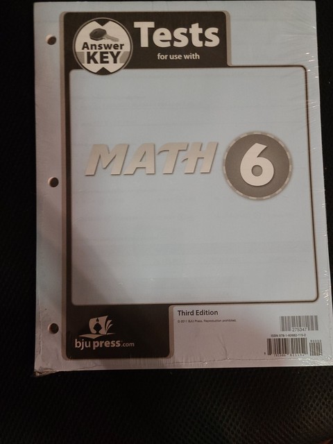 Math 6 3rd Edition Tests Answer Key by Bob Jones University Press for ...