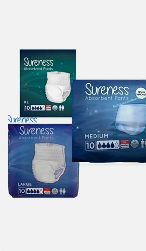 10 Sureness Absorbent Pants Incontinence for Men & Women sz Medium ...