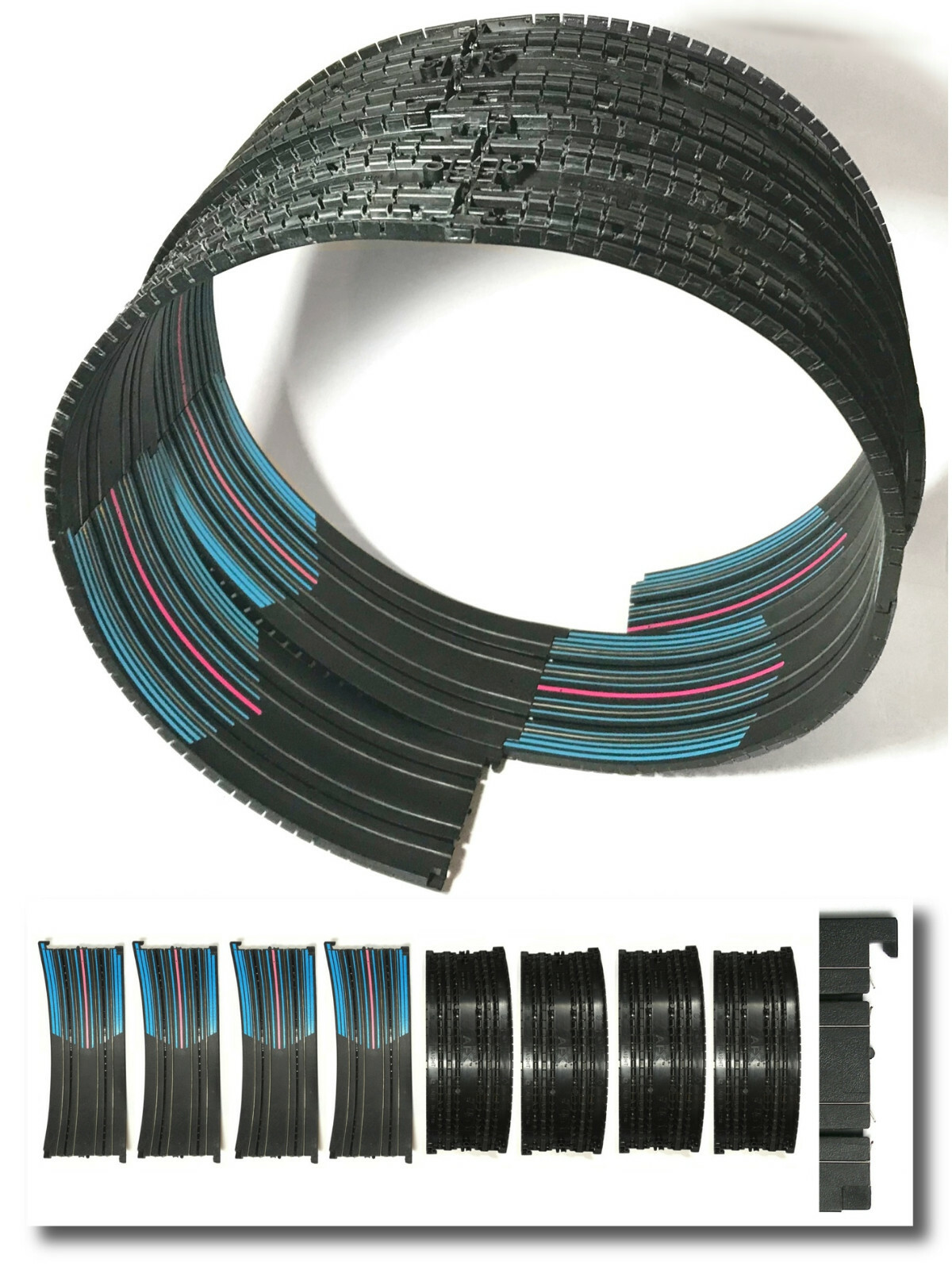 8pc 1982 Aurora AFX Speed-Lok Slot Car DOUBLE LOOP 360 TRACK 2558 Laser ...