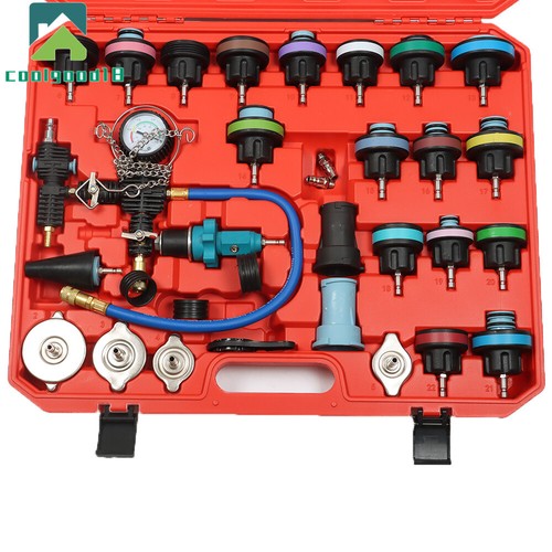 33Pcs Radiator Cooling System Pressure Tester Kit Coolant Vacuum Refill ...