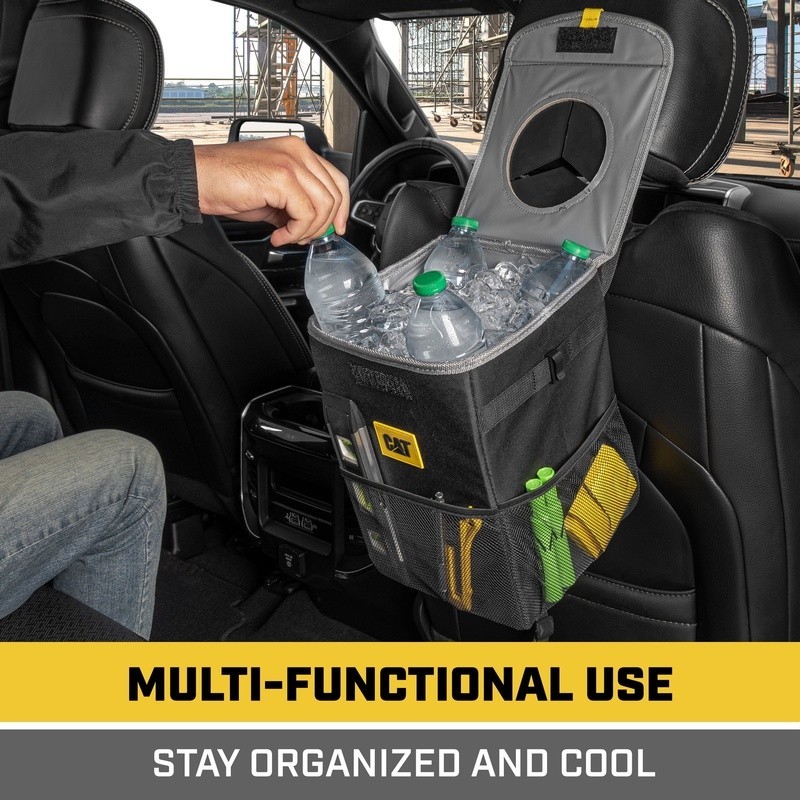 Waterproof Car Organizer Waste Basket W/ Hidden Compartment Adjustable ...