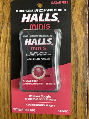 2 Pack - HALLS Minis Watermelon Flavor Sugar Free Cough Drops, 24 each ...