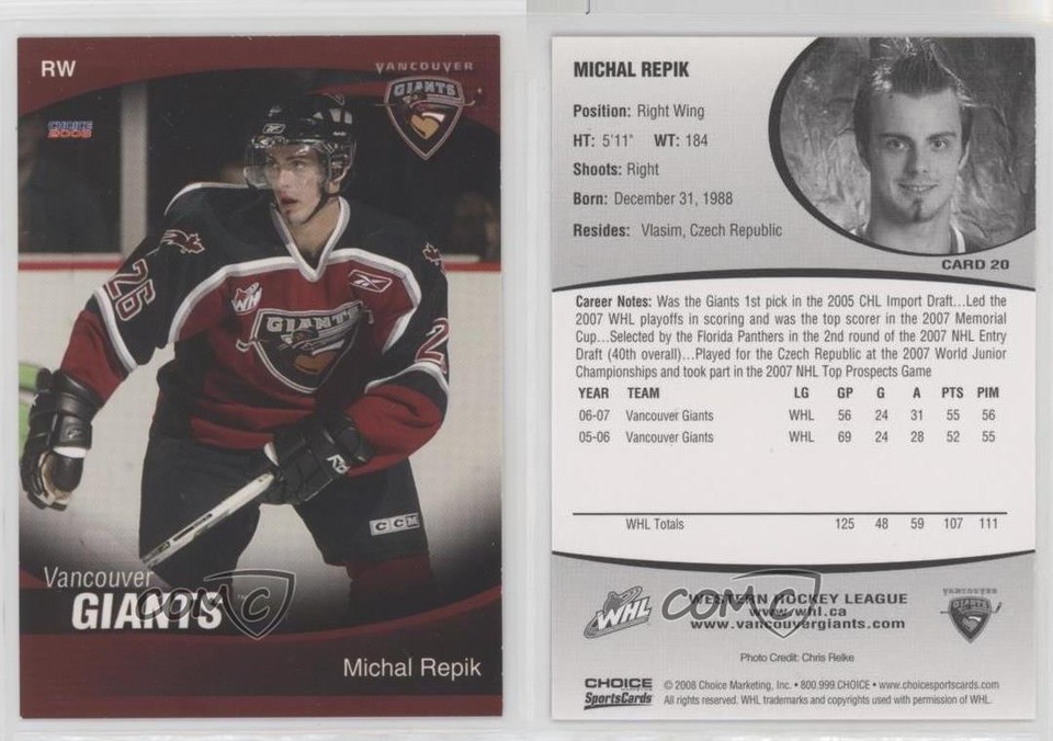 2007-08 Choice Vancouver Giants Michal Repik #20 e6j | eBay