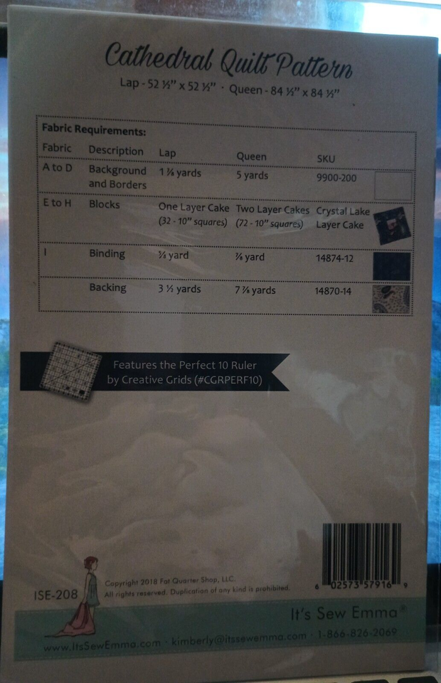 Cathedral Quilt Pattern By It's Sew Emma Lap and Queen Sizes ISE 208 | eBay