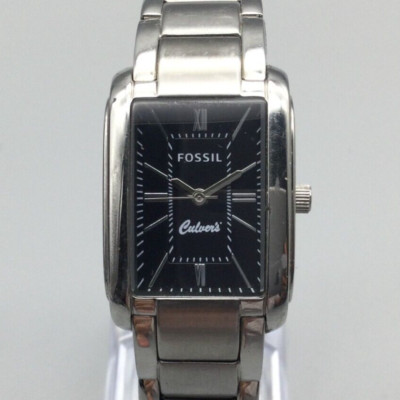Fossil Tank Watch Women 23mm Silver Tone Black Dial Culver's New ...
