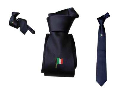 Cravatta blu con bandiera italiana sottonodo in seta made in Italy | eBay